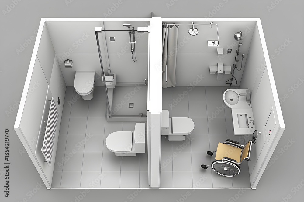 Accessible Bathroom Layout for the Handicapped - Detailed Measurements ...