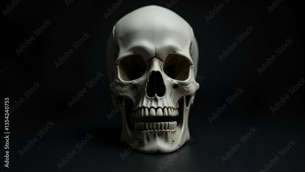 Flat Human skull in dark tone background for using in Halloween concept ...