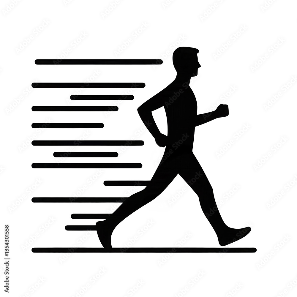 Symbolic black and white vector illustration of brisk walking for ...
