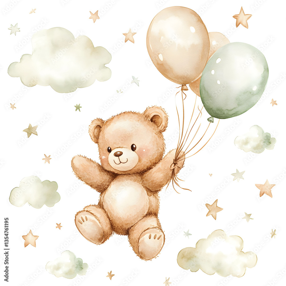 teddy bear with balloons Stock Photo | Adobe Stock
