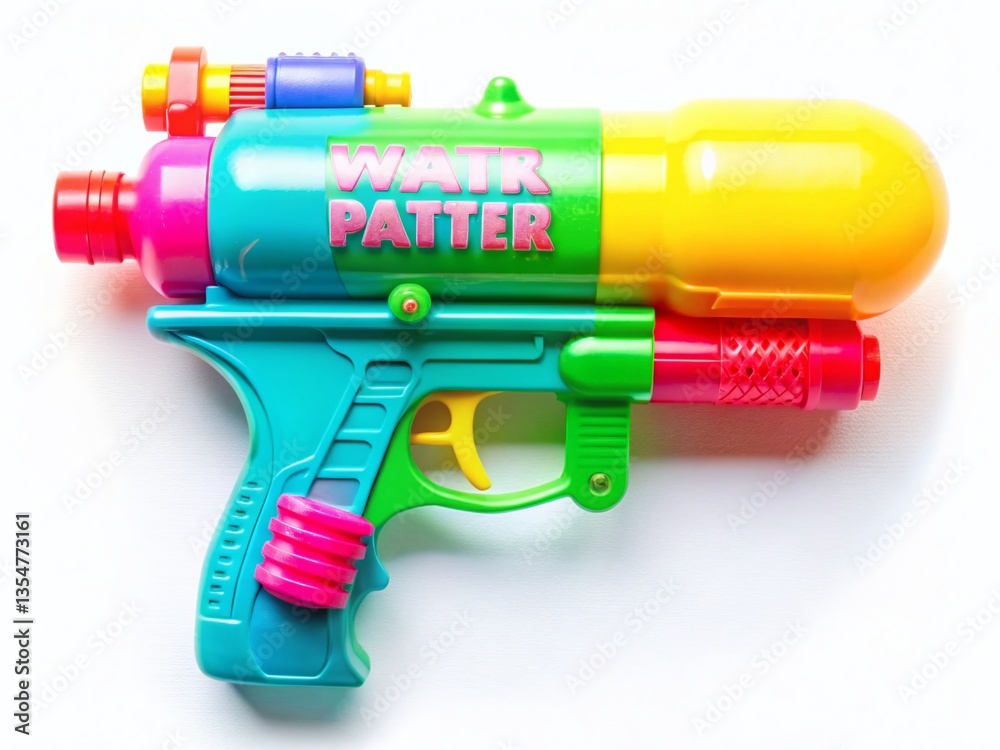 Vintage Water Gun Fun: Retro Summer Splash White Background Stock Photo ...