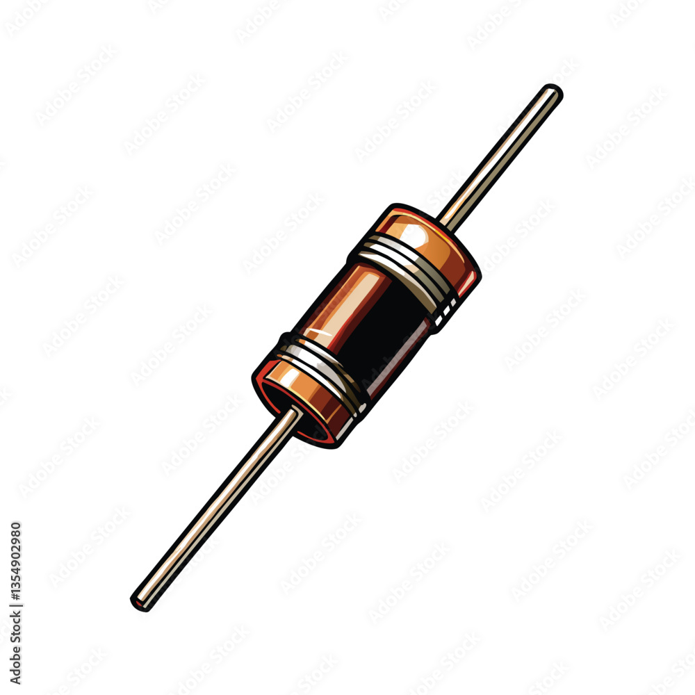 Create a highly detailed, realistic vector close-up of a Zener diode ...