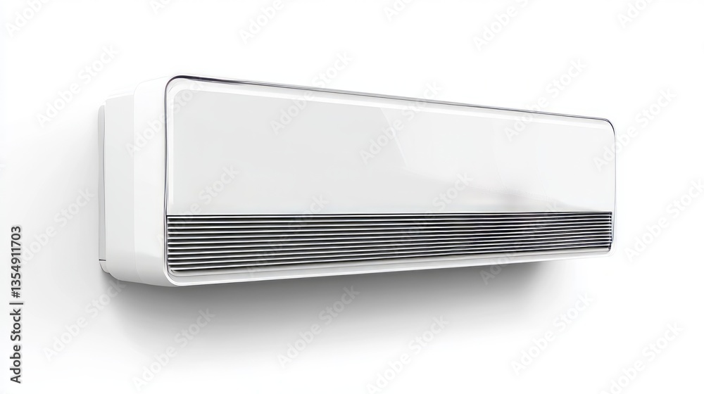 Rectangular outdoor AC unit with a vented front panel, displayed on ...
