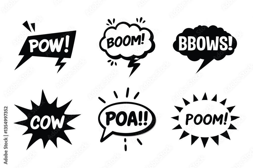 Create a comic strip illustration featuring speech bubbles with various ...