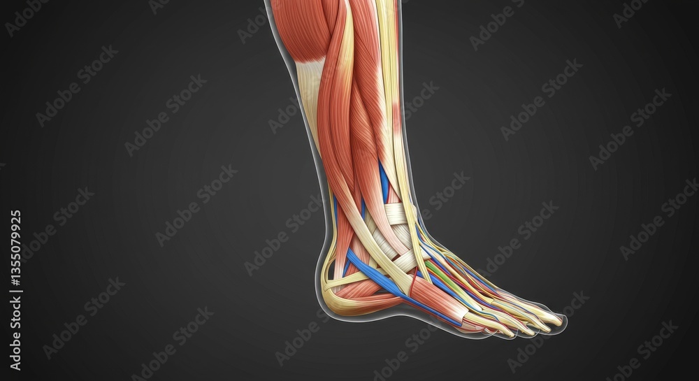 Ilustración de Stock Anatomical View of Lower Leg Muscles and Tendons ...
