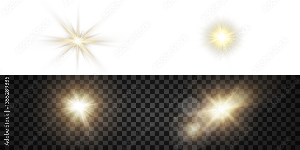 Стоковое фото «Vector transparent sunlight with sun glare. Overlay, Sun ...