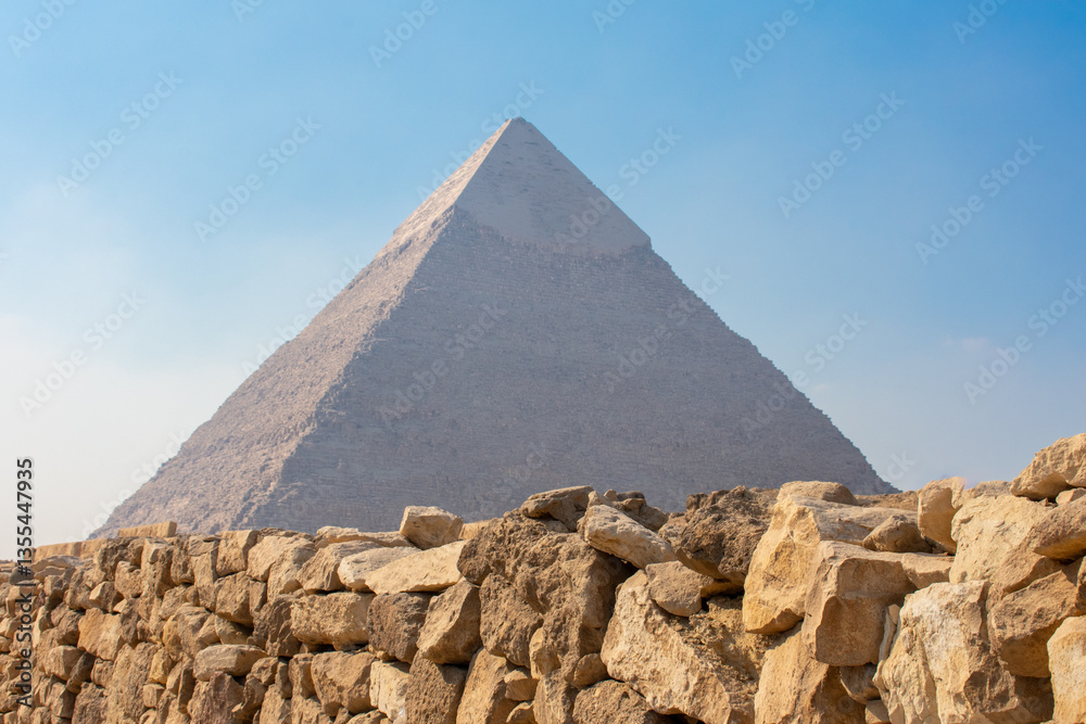 Famous Great Pyramids of Chephren and Cheops, Cairo, Egypt. Two of the ...