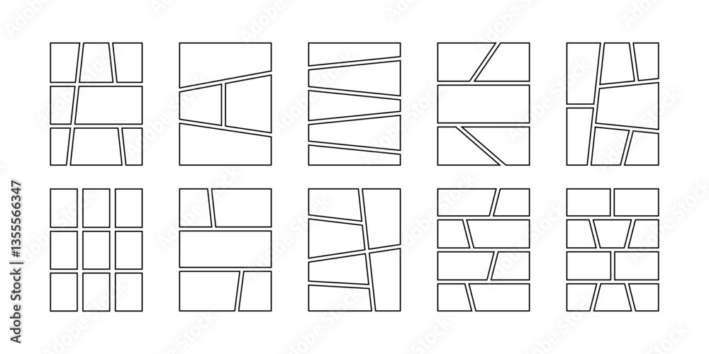 Set of cartoon book page templates. Anime comic page panels isolated on ...