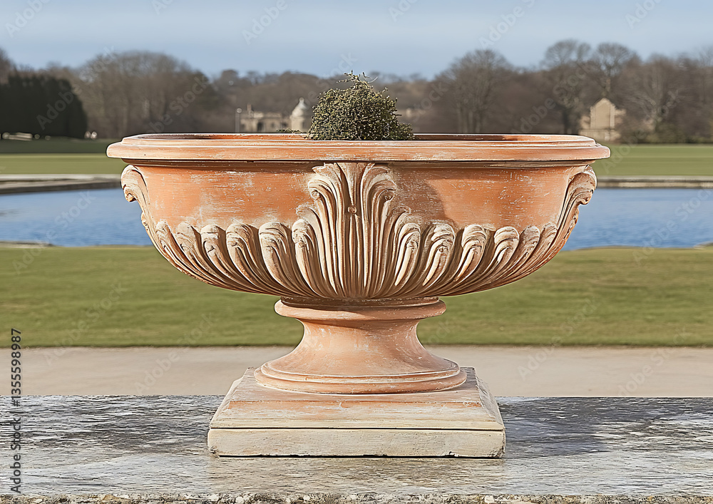 Terracotta urn garden estate. Stock Photo | Adobe Stock