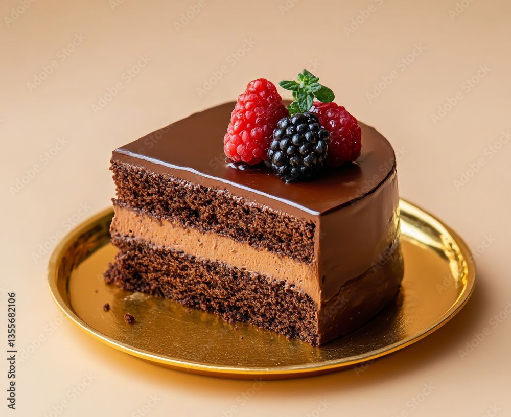 Chocolate Miku cake on a beige background, studio shot, side view, on a ...