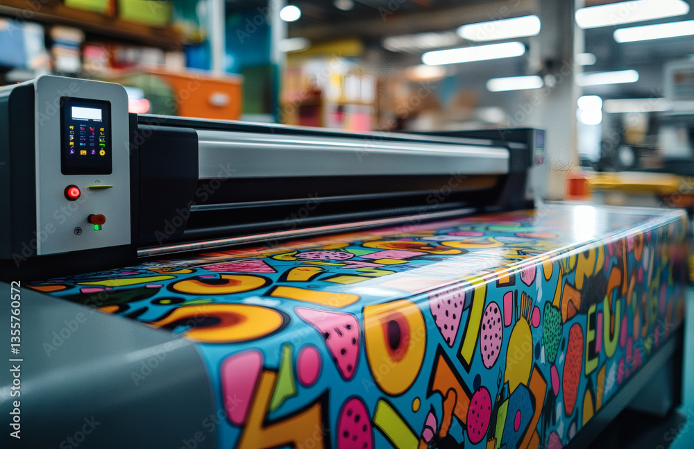 Large Format Printer with Colorful Graphic Pattern in Industrial ...