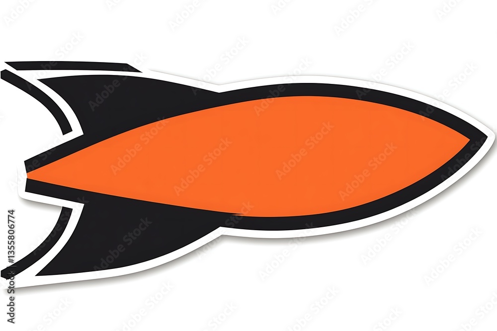 Orange Rocket Ship Icon. Stock Photo | Adobe Stock