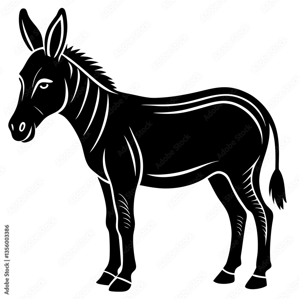Donkey silhouette vector black outline Stock Vector | Adobe Stock