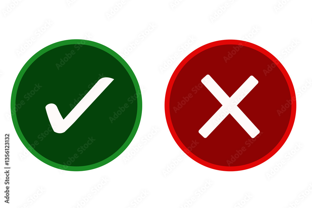 green check mark red cross mark icon yes and no checkmark button do and ...