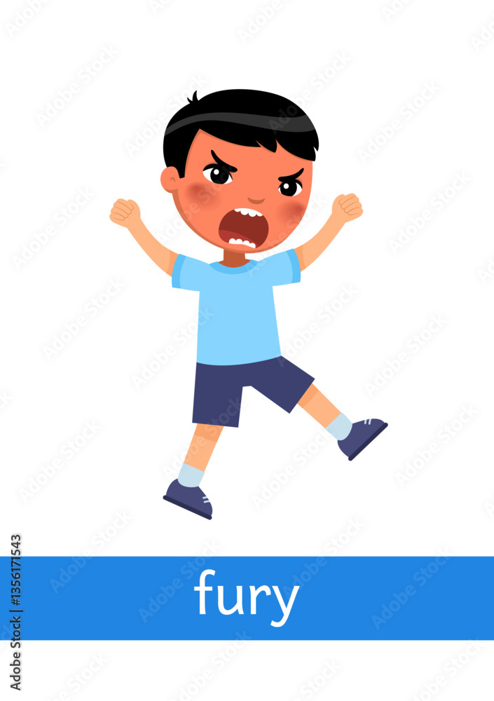 Fury - concept of emotion. Little boy with strong anger expression ...
