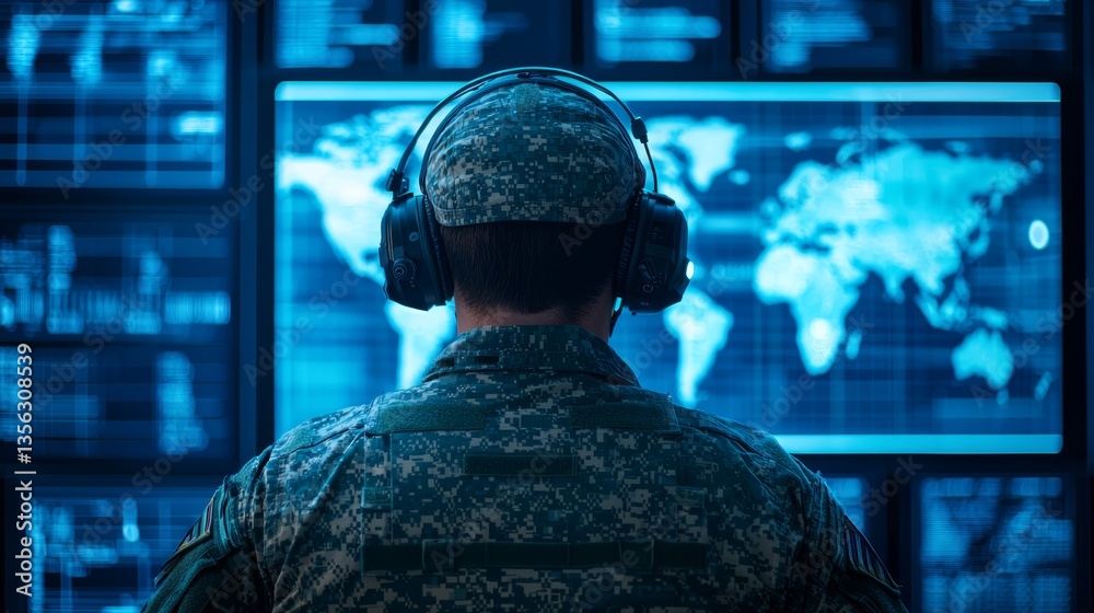 Military intelligence operations command center digital surveillance ...