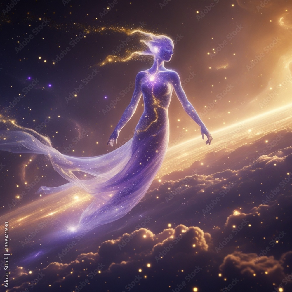 neon-lit laboratory environment with sleek, metallic surfaces and rows ...