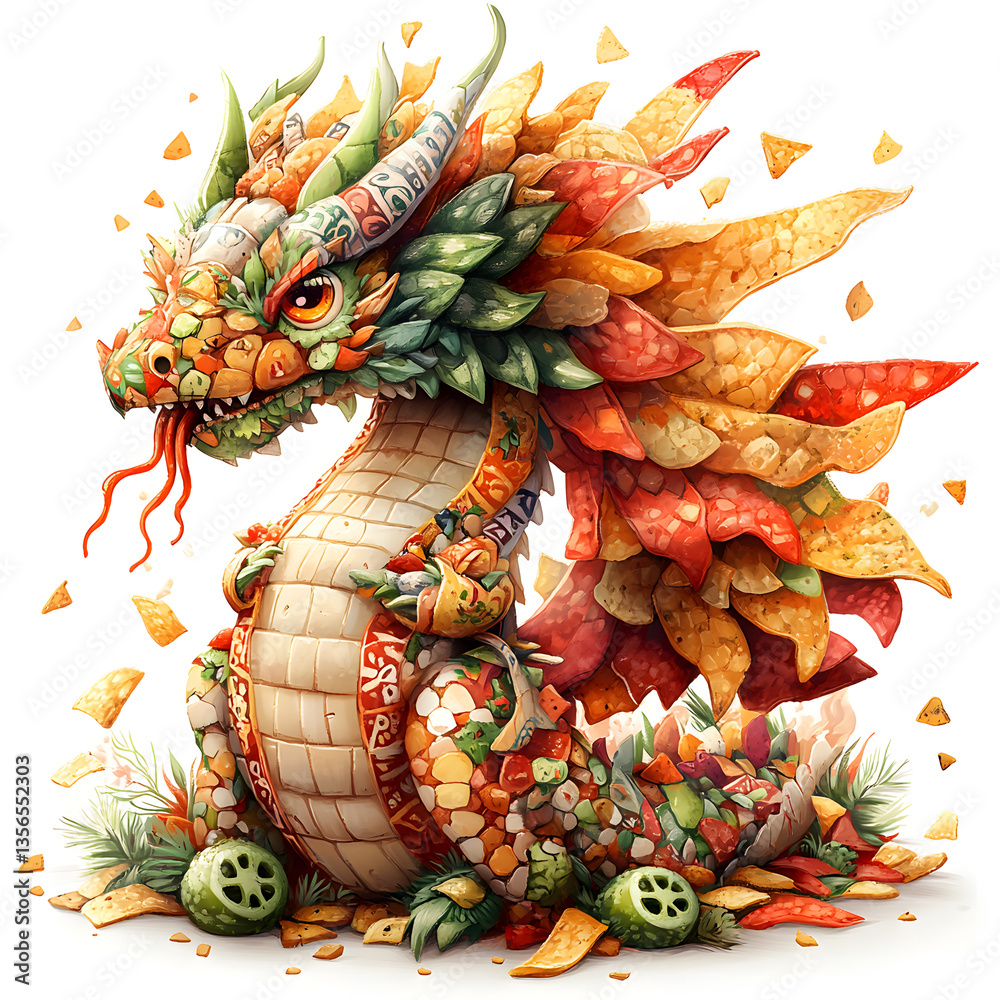 Whimsical taco dragon celebrates Cinco de Mayo with vibrant colors and ...