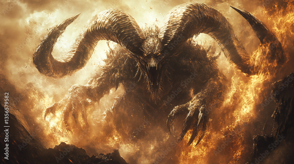 Ilustrace Revelation's Apocalyptic Beast: Depiction of the Seven-Headed ...