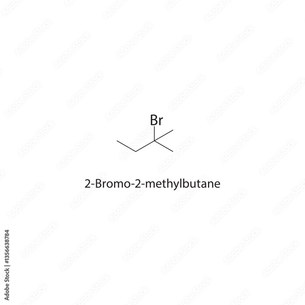2-Bromo-2-methylbutane t skeletal structure. Alkyl bromide compound ...