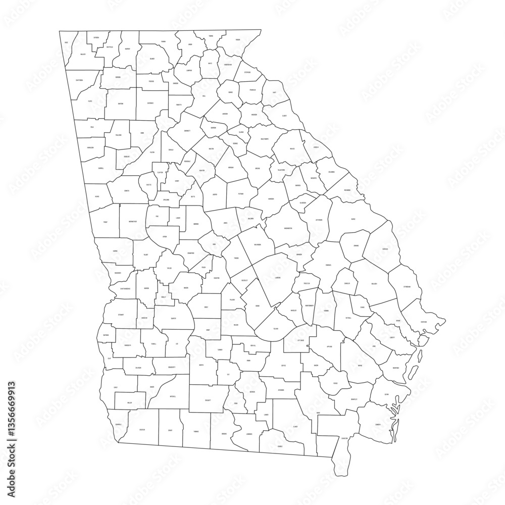 Georgia, GA - detailed political map of US state. Administrative map ...