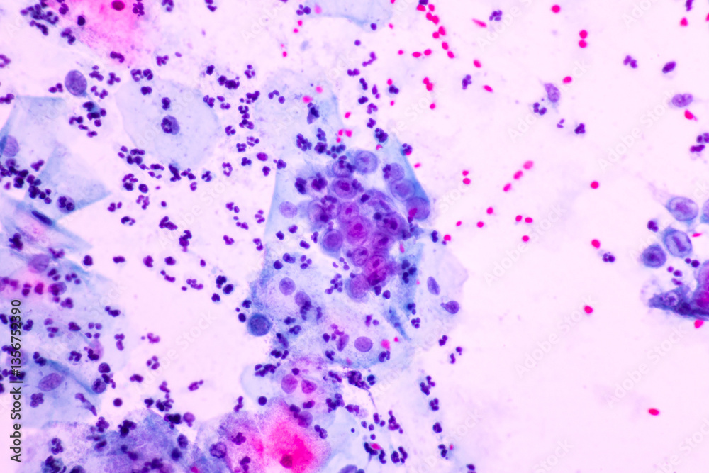 Genital herpes infection by the herpes simplex virus (HSV) of the genitals.Ground glass ...