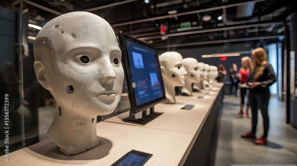 Exploring the future: Display of 3D printed humanoid heads at a tech ...