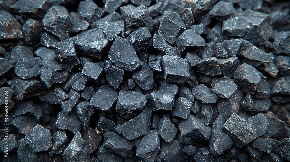 Realistic photo of a pile of anthracite coal deposits featuring ...