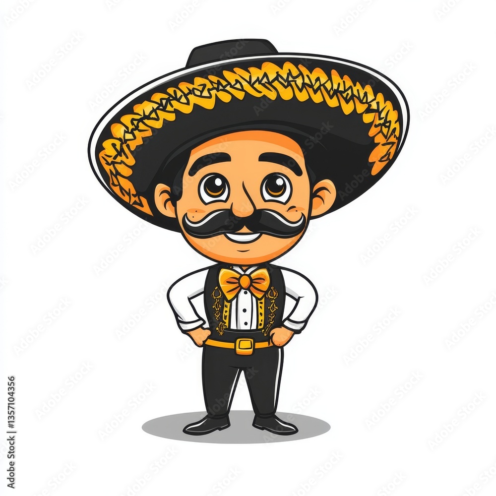 Mexican charro character in traditional attire for mobile icon design ...