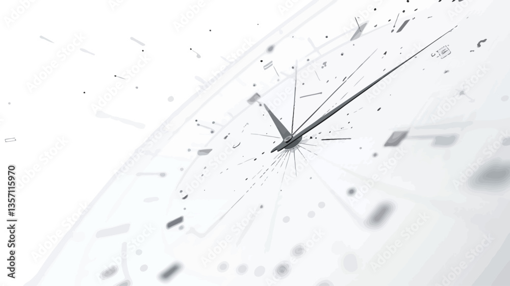 Close-up view of an abstract clock face design rendered in shades of ...
