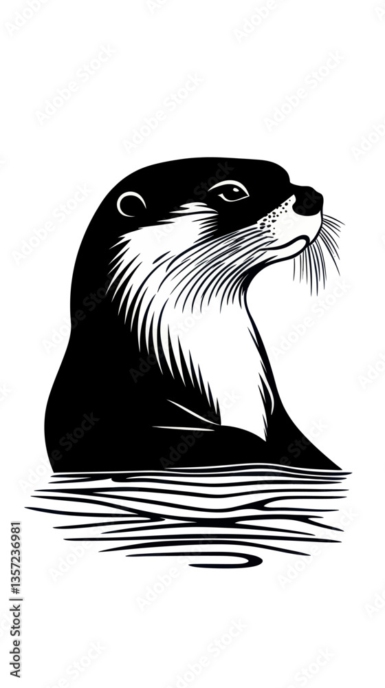 Minimalist Otter Silhouette Vector Illustration - Simple Flat Design ...