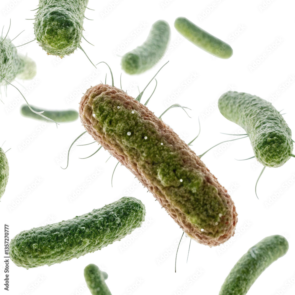 Microscopic View of Various Bacterial Cells Rod Shaped Bacteria with ...