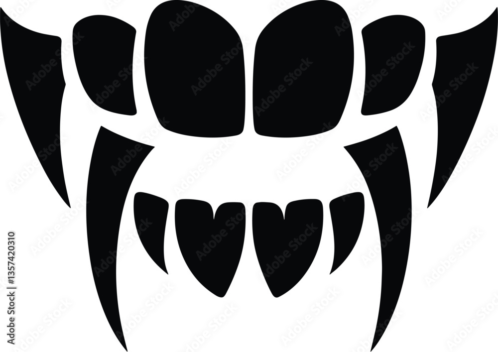 Vampire teeth with sharp fangs and jagged edges on a dark background の ...