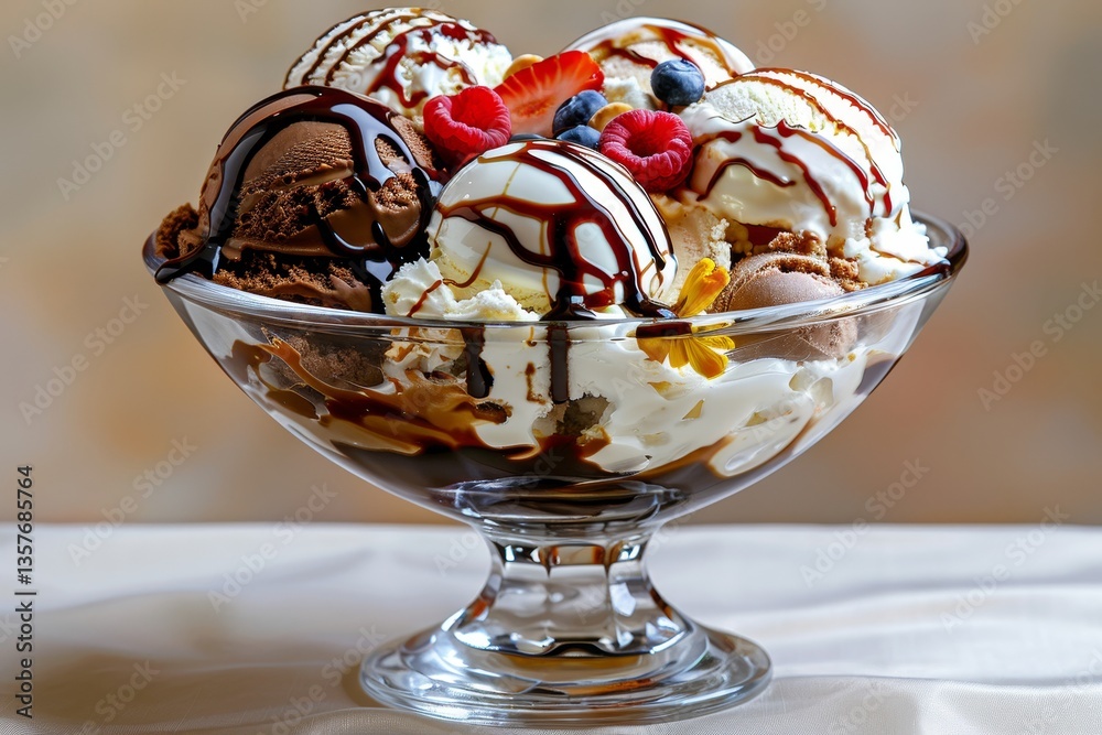 Art object made of ice cream: a multi layered structure with various ...