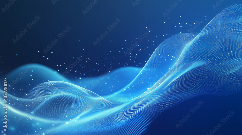 Wavy Tech Lines on Blue Gradient Background Stock Illustration | Adobe ...
