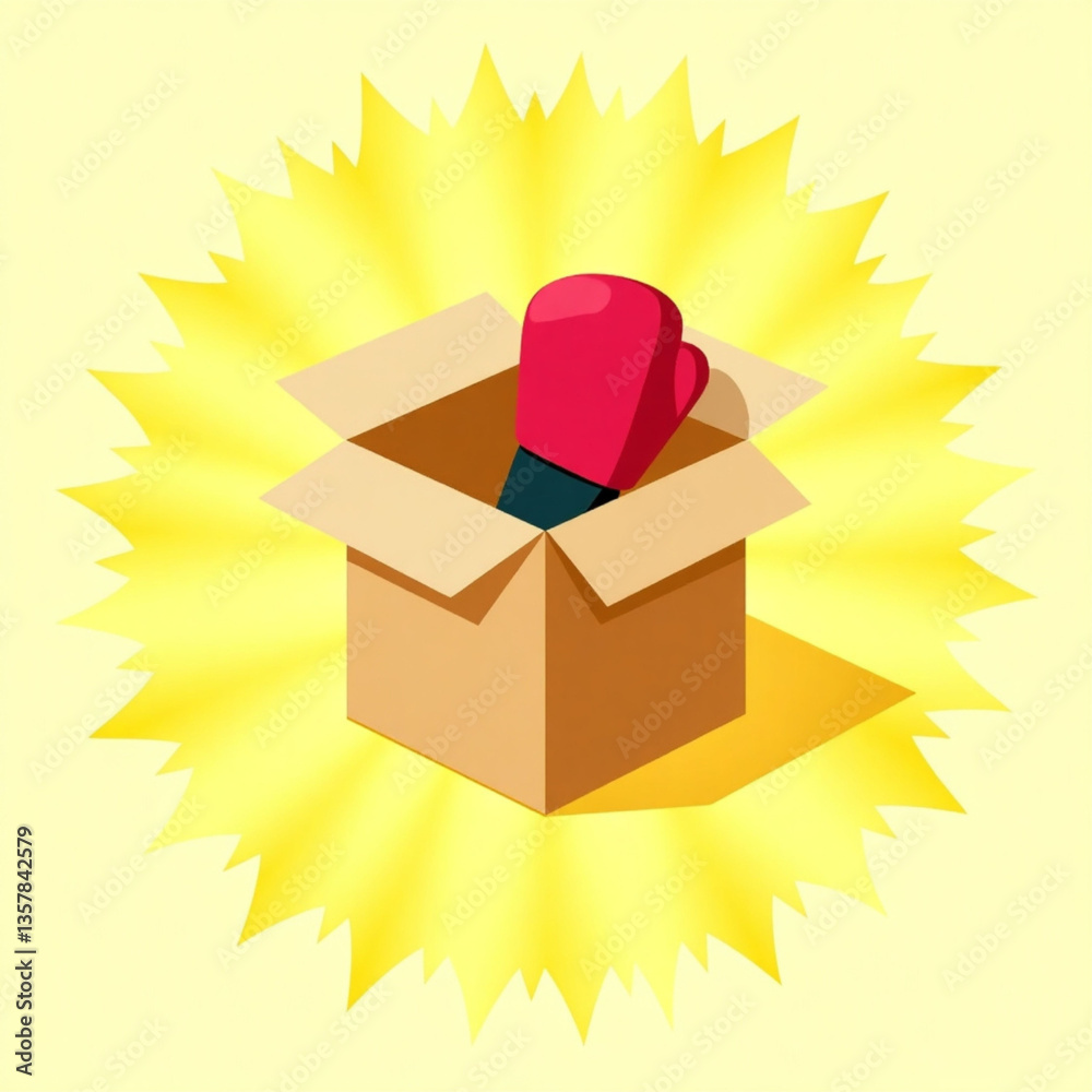 Vector Boxing glove jack in the box icon. April fools day clipart image ...