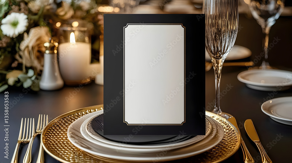 Blank menu card mockup for table setting or reservation at a luxurious ...