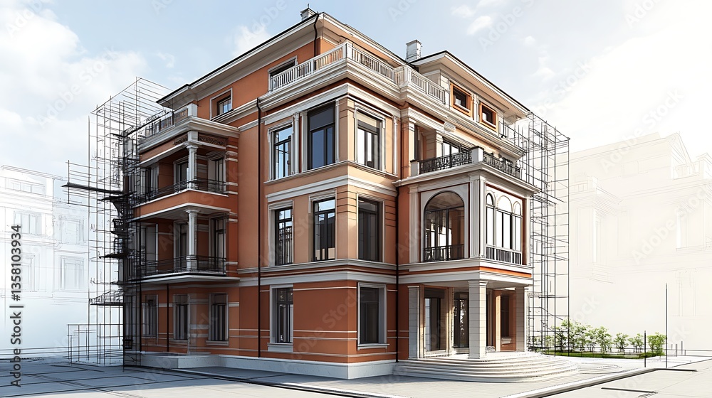 Floor plan with cross section view and architectural design layout ...