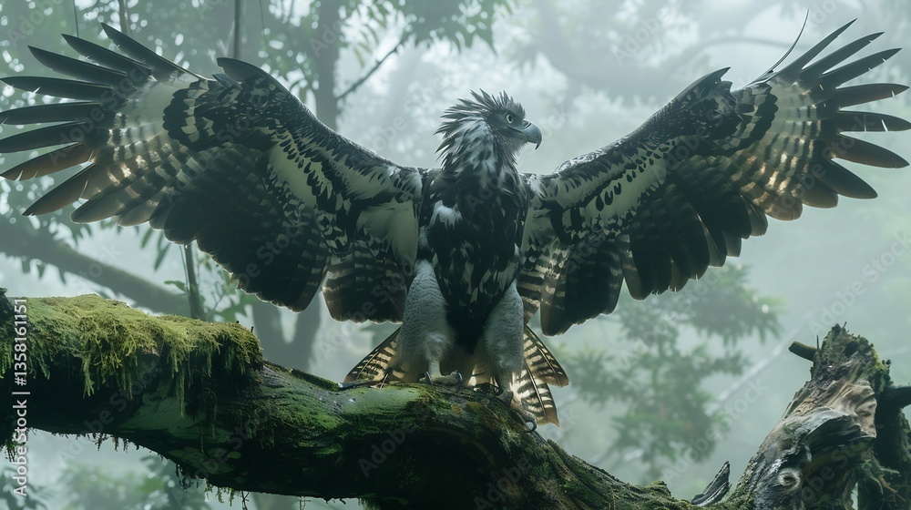 Стоковое фото «Powerful harpy eagle spreading its massive wings while ...