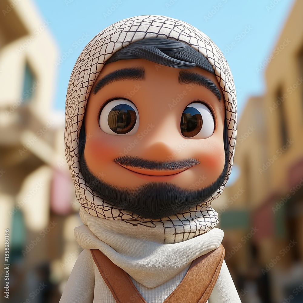 Proud Arab Man 3D Model - Muslim Character Wearing Thobe & Keffiyeh ...