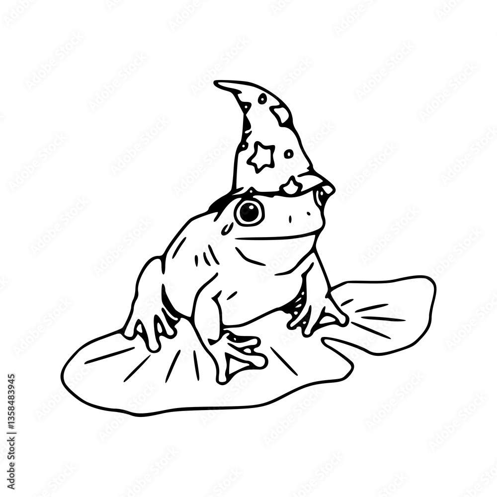 wizard frog on lily pad vector Stock Vector | Adobe Stock