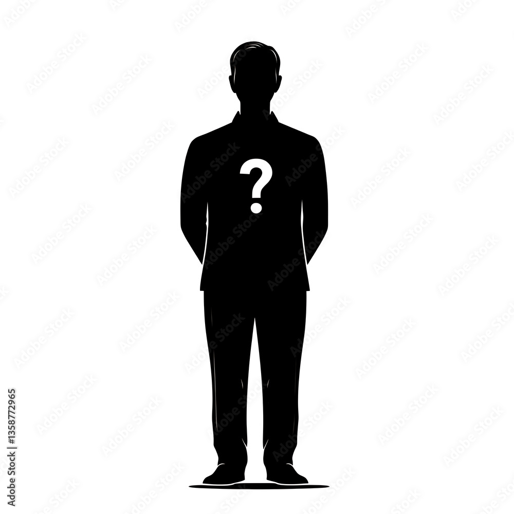 Stock-Illustration „Silhouette Of A Missing Man With Question Mark On ...