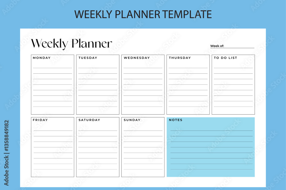 Vector weekly planner template clean and aesthetic style. Organizer ...