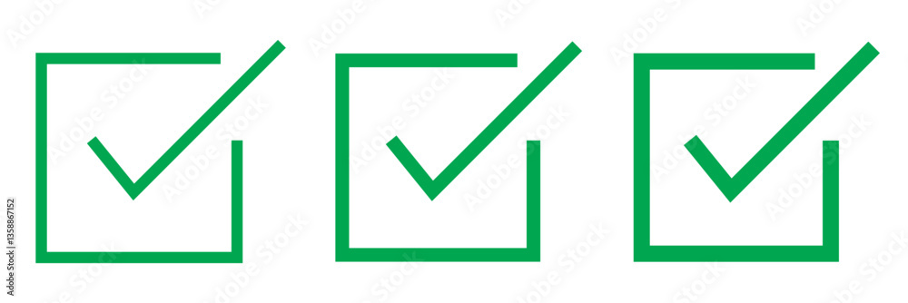 Check box icon with correct, accept checkmark icons green tick box ...