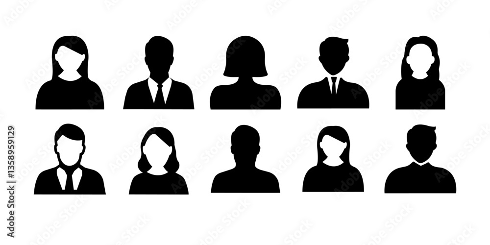 User profile icon set. Profile, people silhouette, person, avatar, sign ...