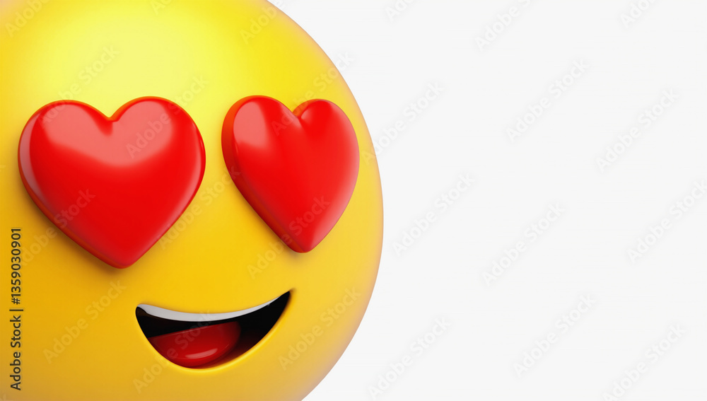 Heart eye emoticon 3d animation isolated on white background. Emoji in ...