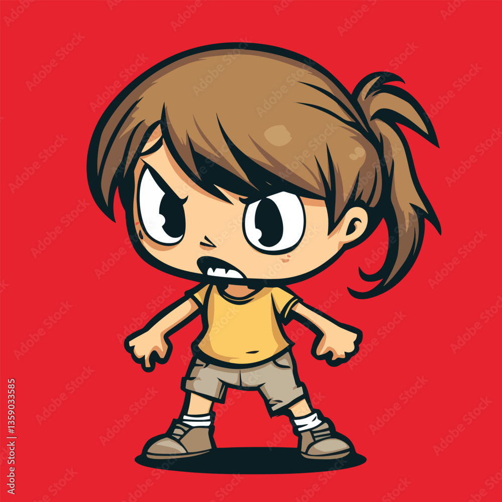 cartoon cute afraid girl mascot pfp no details Stock Vector | Adobe Stock