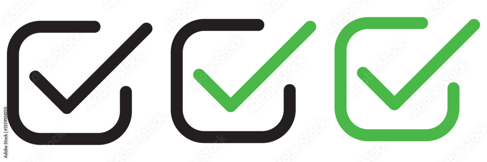 check mark icon button set. check box icon with right or yes checkmark ...
