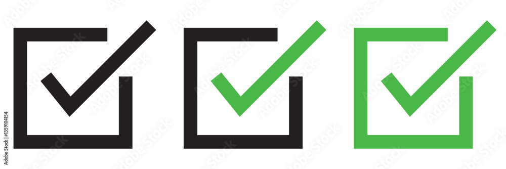 check mark icon button set. check box icon with right or yes checkmark icons. checkmark icons in ...
