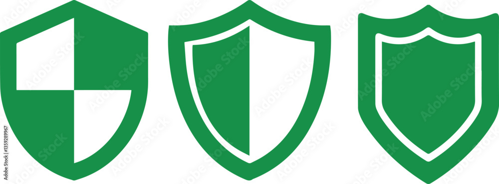 Shield icons, security symbols, protection concepts simplified ...